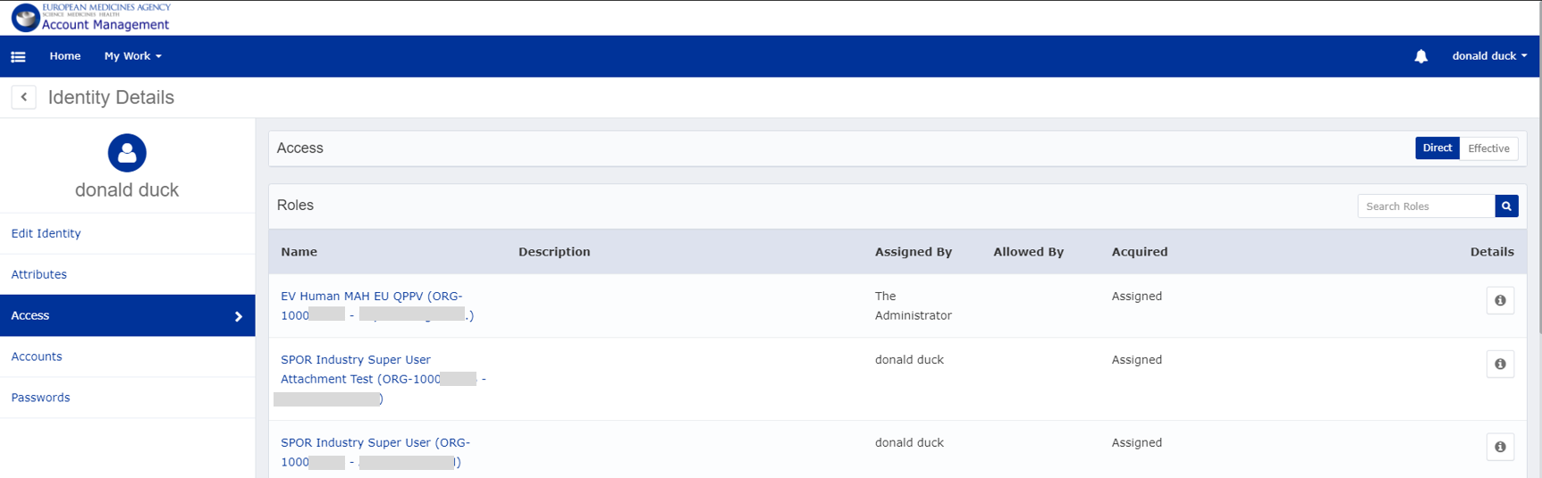 Request Access · EMA Account Management