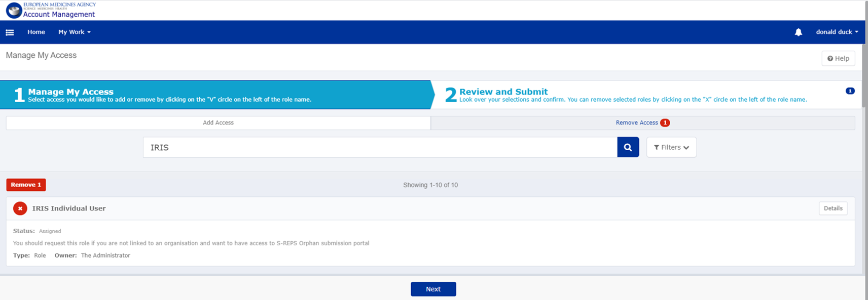 Request Access · EMA Account Management